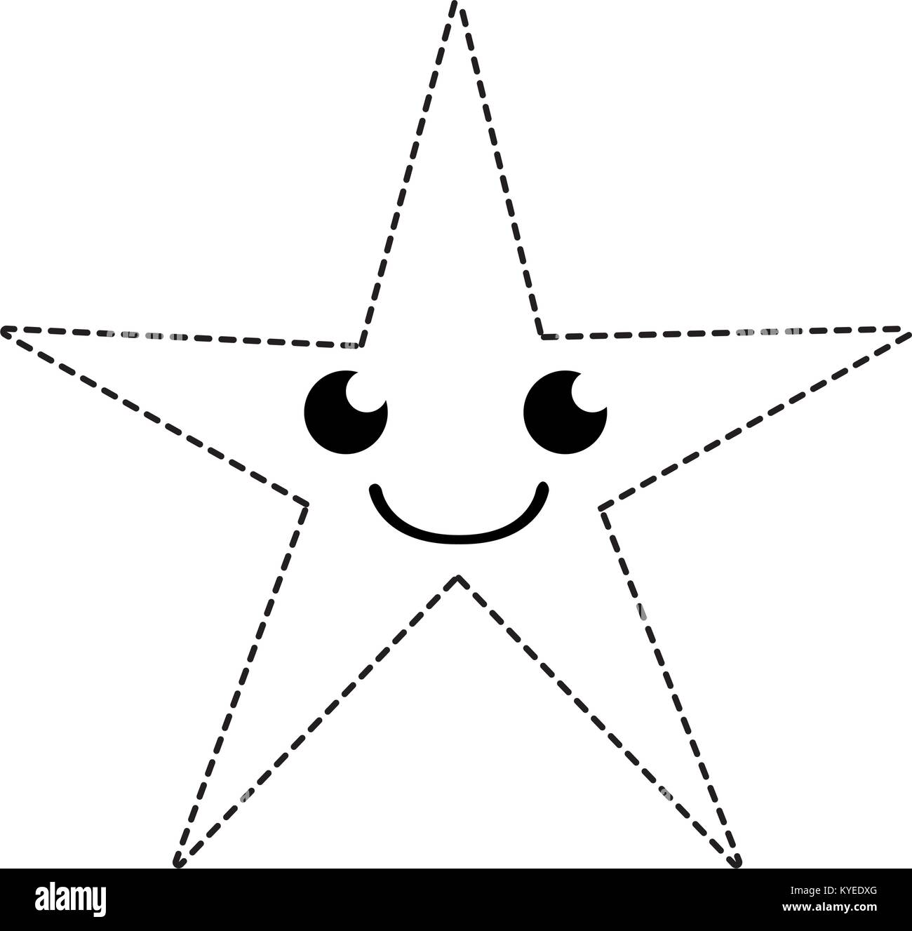 dotted shape smile shiny star kawaii cartoon Stock Vector Image & Art ...