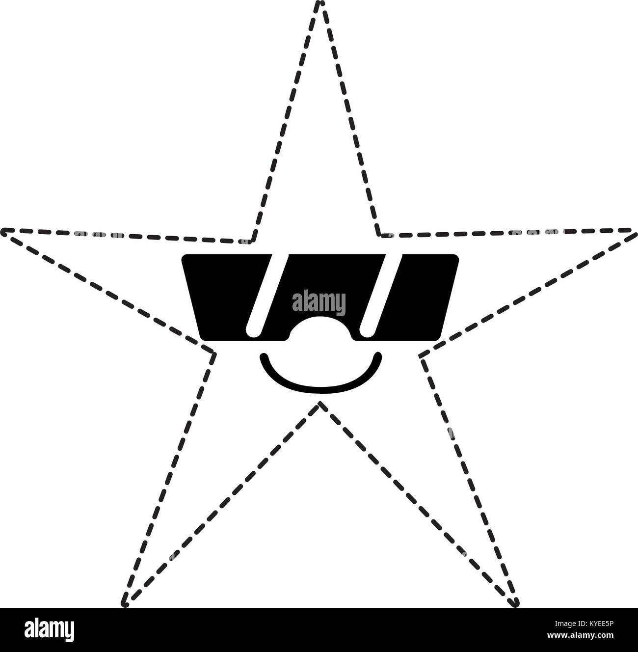 dotted shape smile shiny star kawaii with sunglasses Stock Vector Image ...