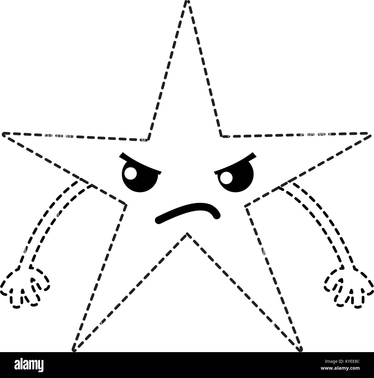 dotted shape angry shiny star kawaii with arms Stock Vector Image & Art ...