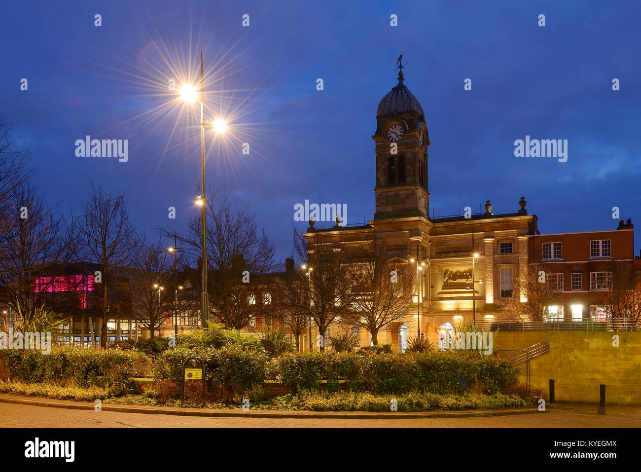 The Guildhall Theatre building at night in Derby city centre UK Stock ...