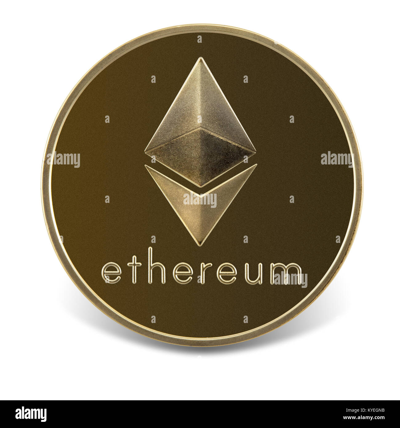 Coin with ethereum symbol, isolated on the white background, clipping ...