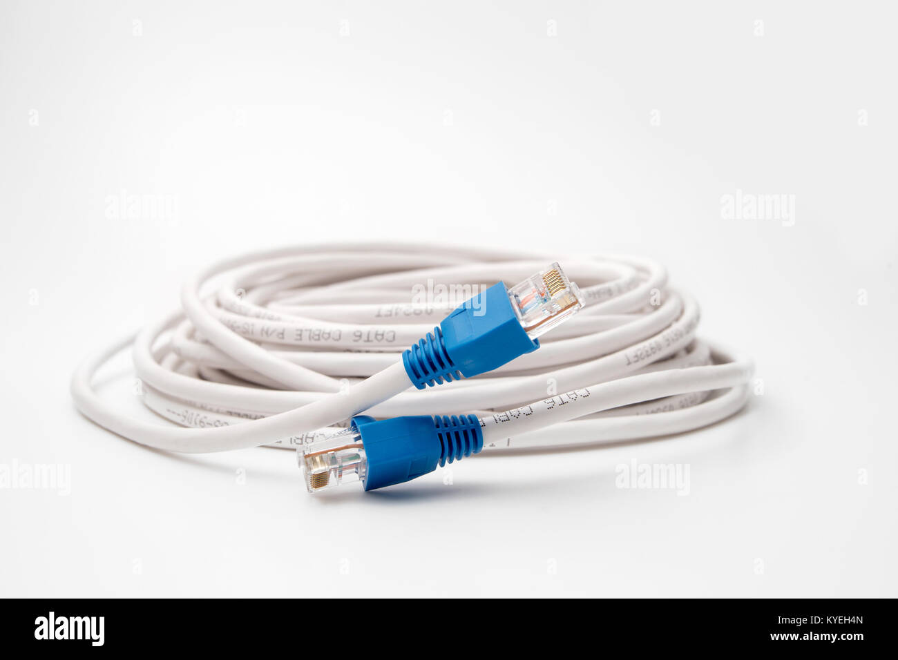 white network cable isolated on white background Stock Photo - Alamy