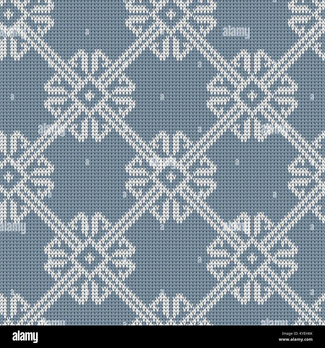 Norwegian knitted pattern in vintage blue color. Woolen seamless ...