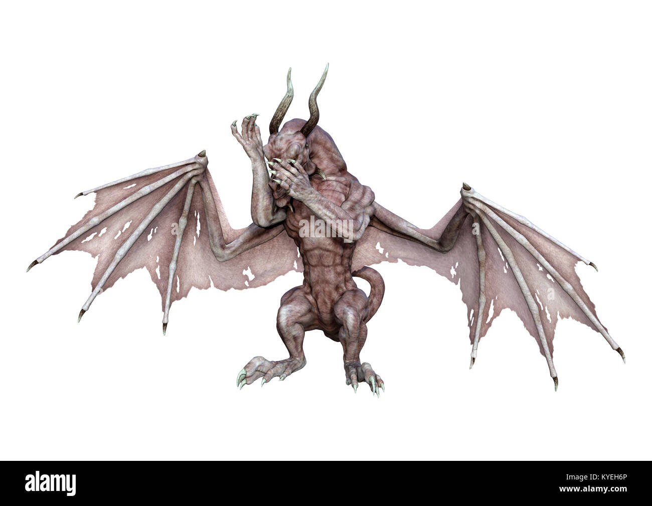 3D rendering of a fantasy vampire dragon isolated on white background ...