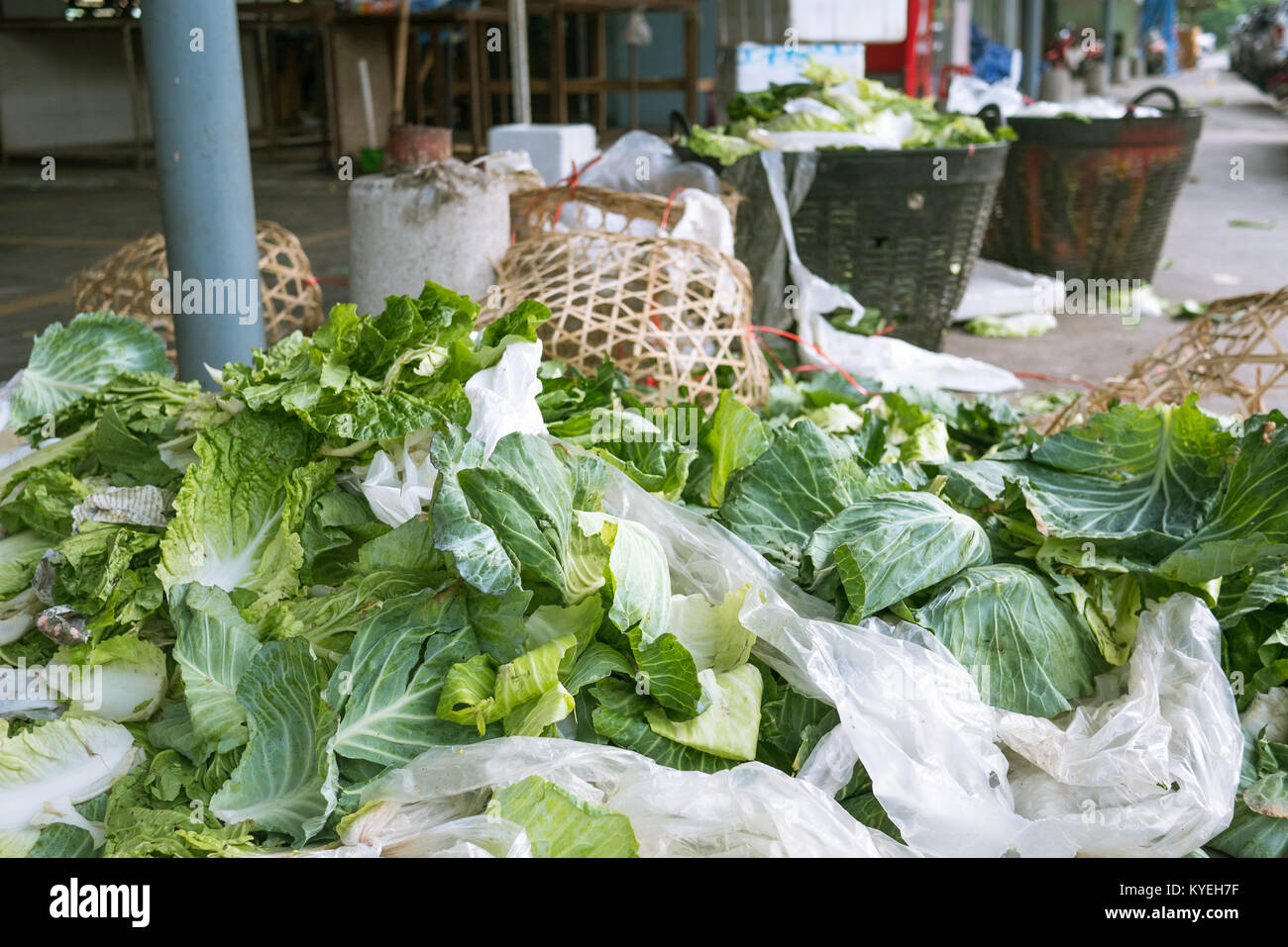 dump of vegetable waste in the fresh market Stock Photo - Alamy