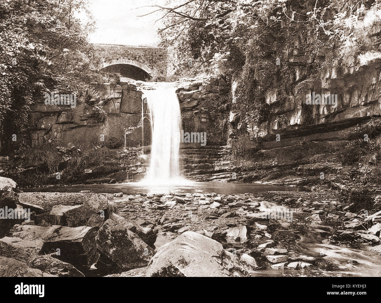 Clydach Upper Fall about 1900, Wales, UK Stock Photo - Alamy