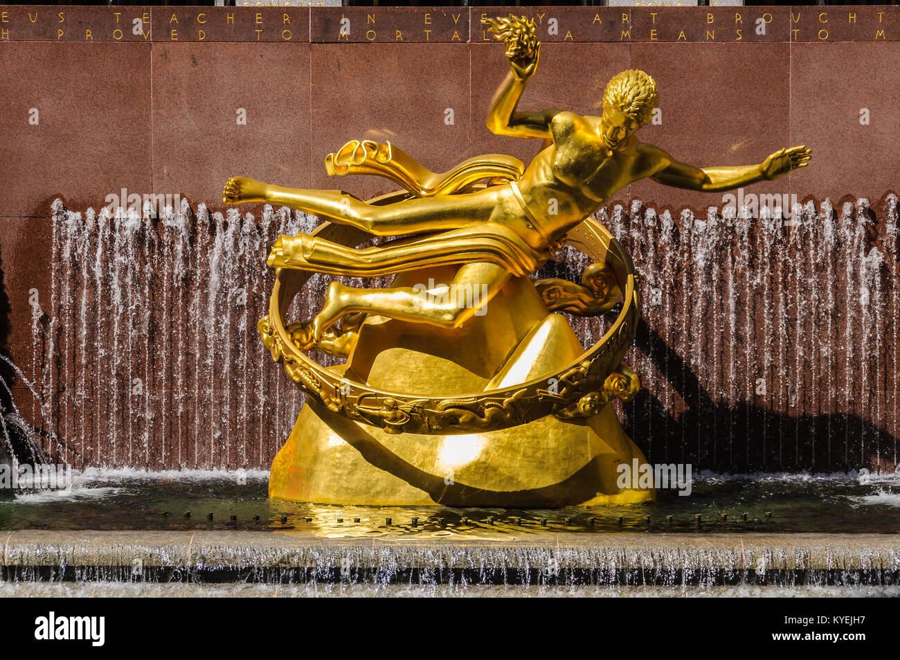 The Golden Statue of Prometheus near the, Rockefeller Center in New ...
