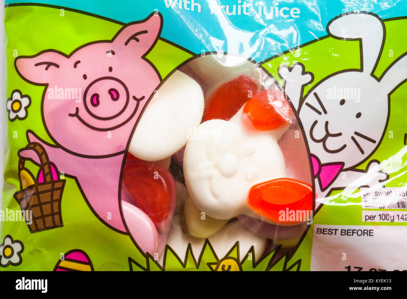 packet of M&S percy meets the easter bunny sweets isolated on white background - percy pig and ...