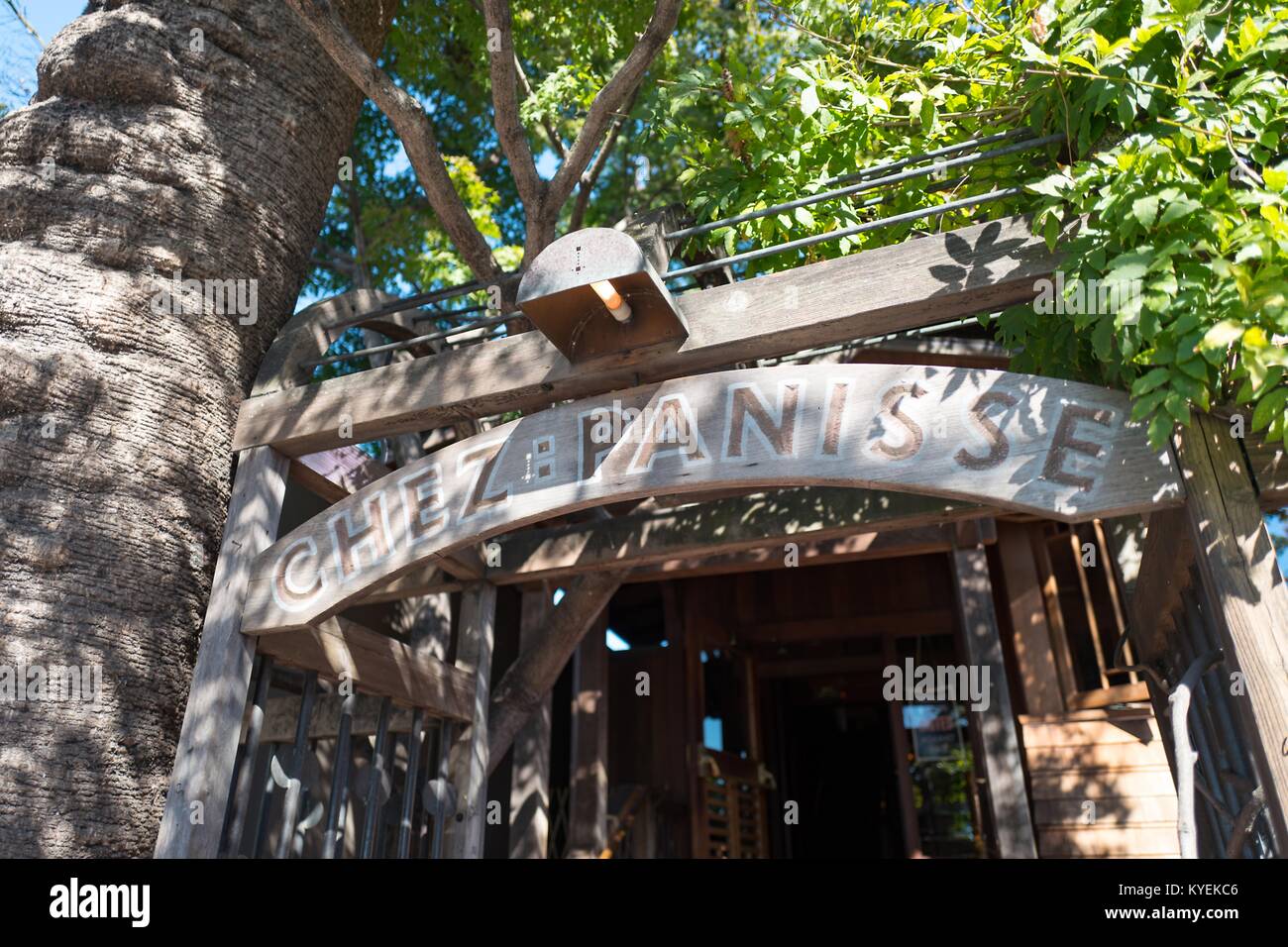 Sign at Chez Panisse, the flagship restaurant of iconic restaurateur ...