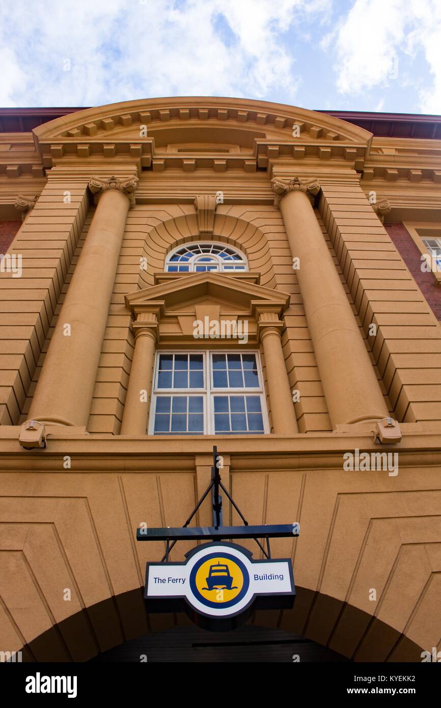 Facade of Ferry Building, a popular landmark in downtown Auckland, New ...
