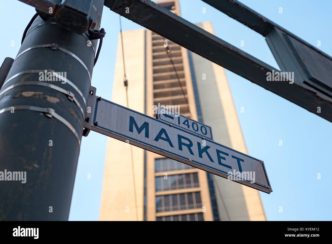 Close-up of road sign for Market Street in the South of Market (SoMa ...