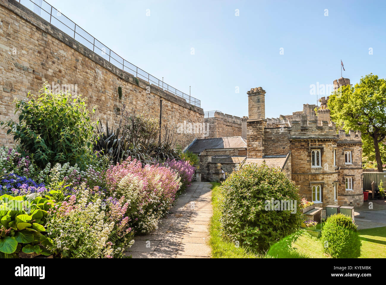 Lincoln Castle garden and inner courtyard, Lincolnshire, England Stock ...