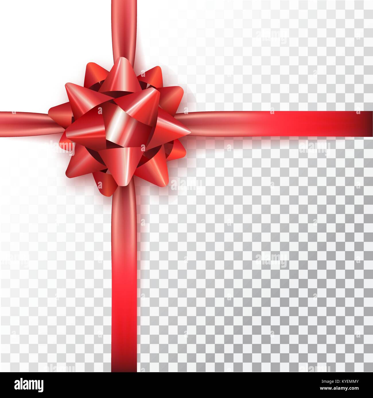 Red bow for packing gifts. Realistic vector illustration on tran Stock ...