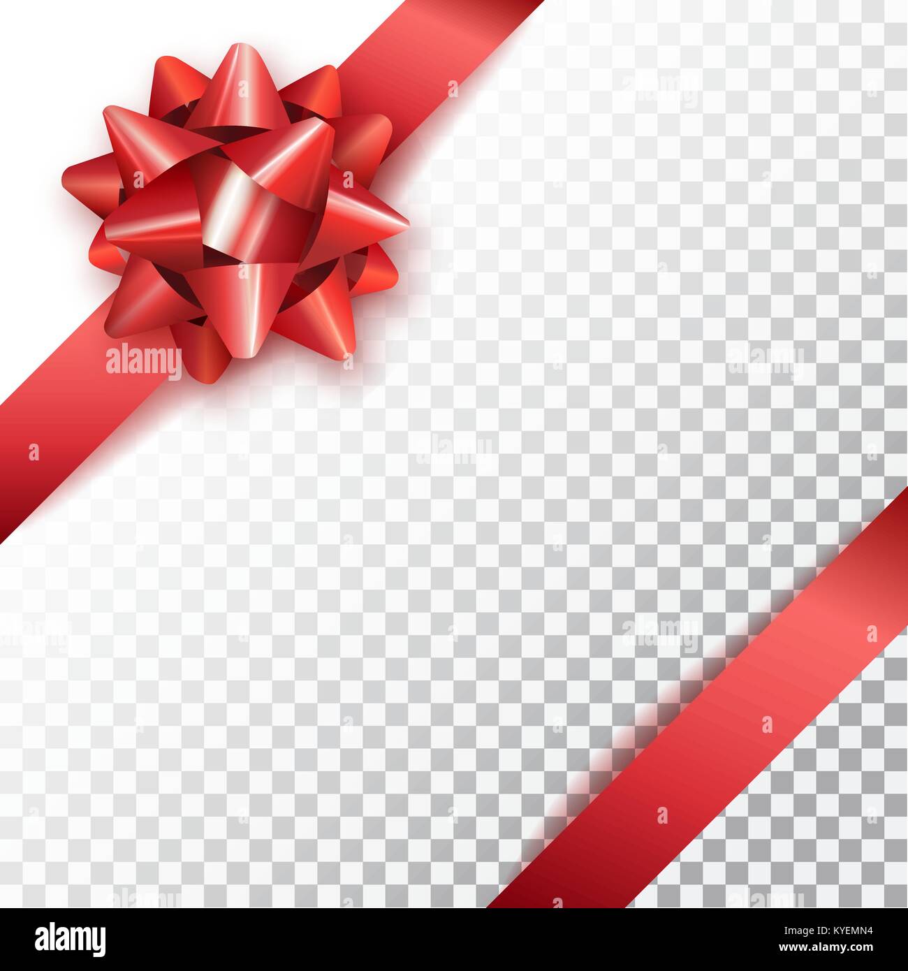 Red bow for packing gifts. Realistic vector illustration on tran Stock ...