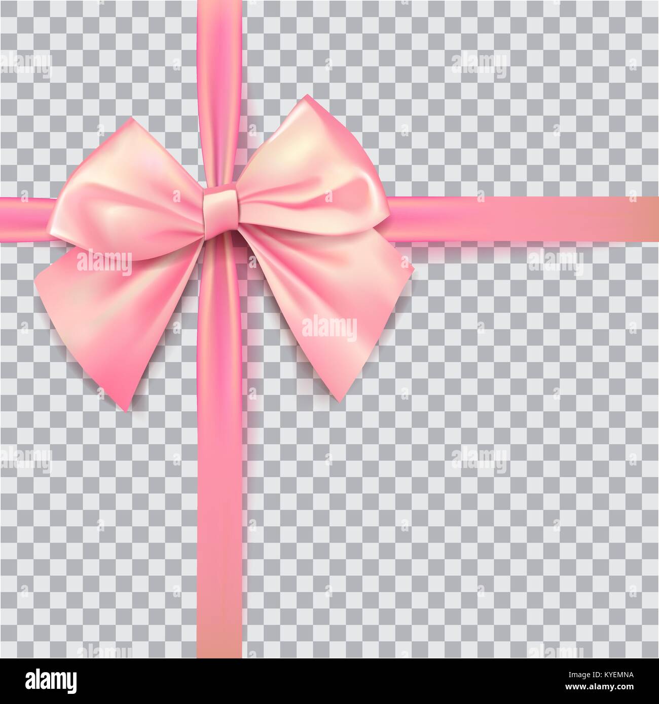 Pink bow for packing gifts. Realistic vector illustration on tra Stock ...