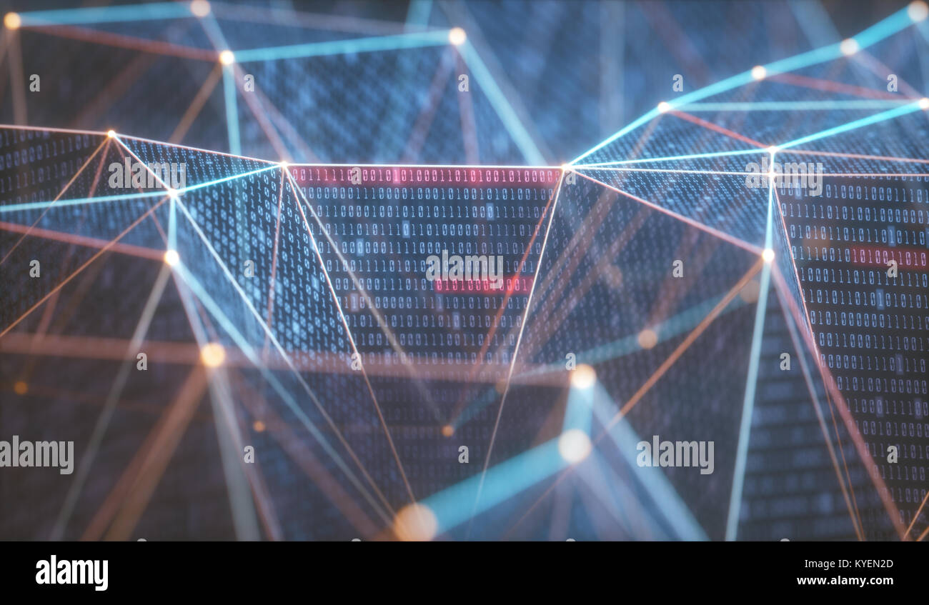 3D illustration, abstract background, technology concept. Binary ...