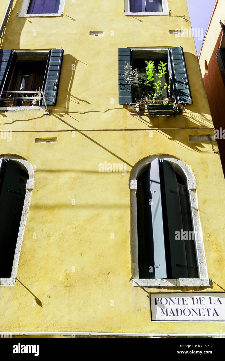 VENICE-MARCH 9: close-up of a venetian house with typical windows ...