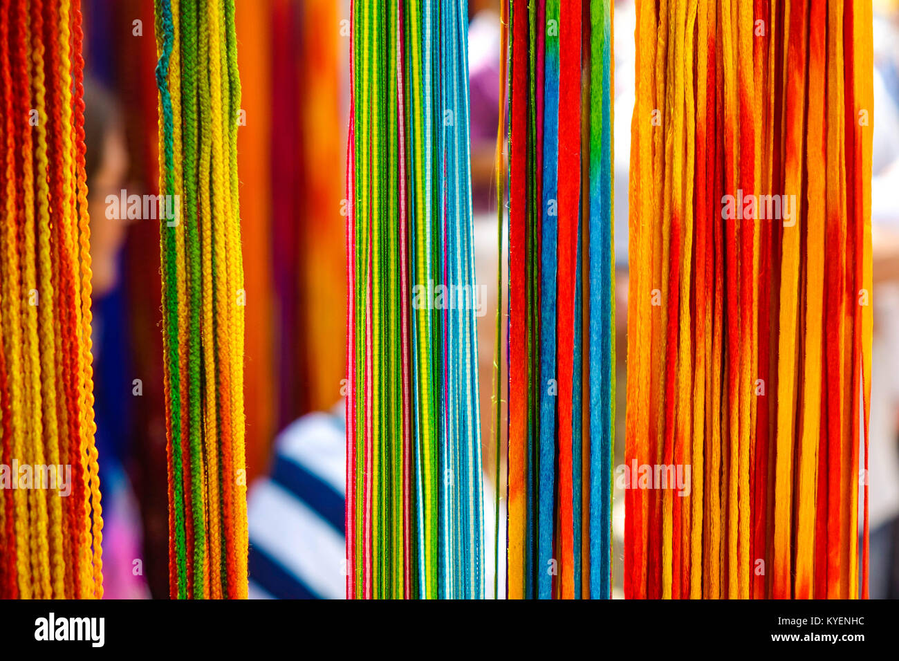 Colorful lines formed by thread in market Stock Photo - Alamy