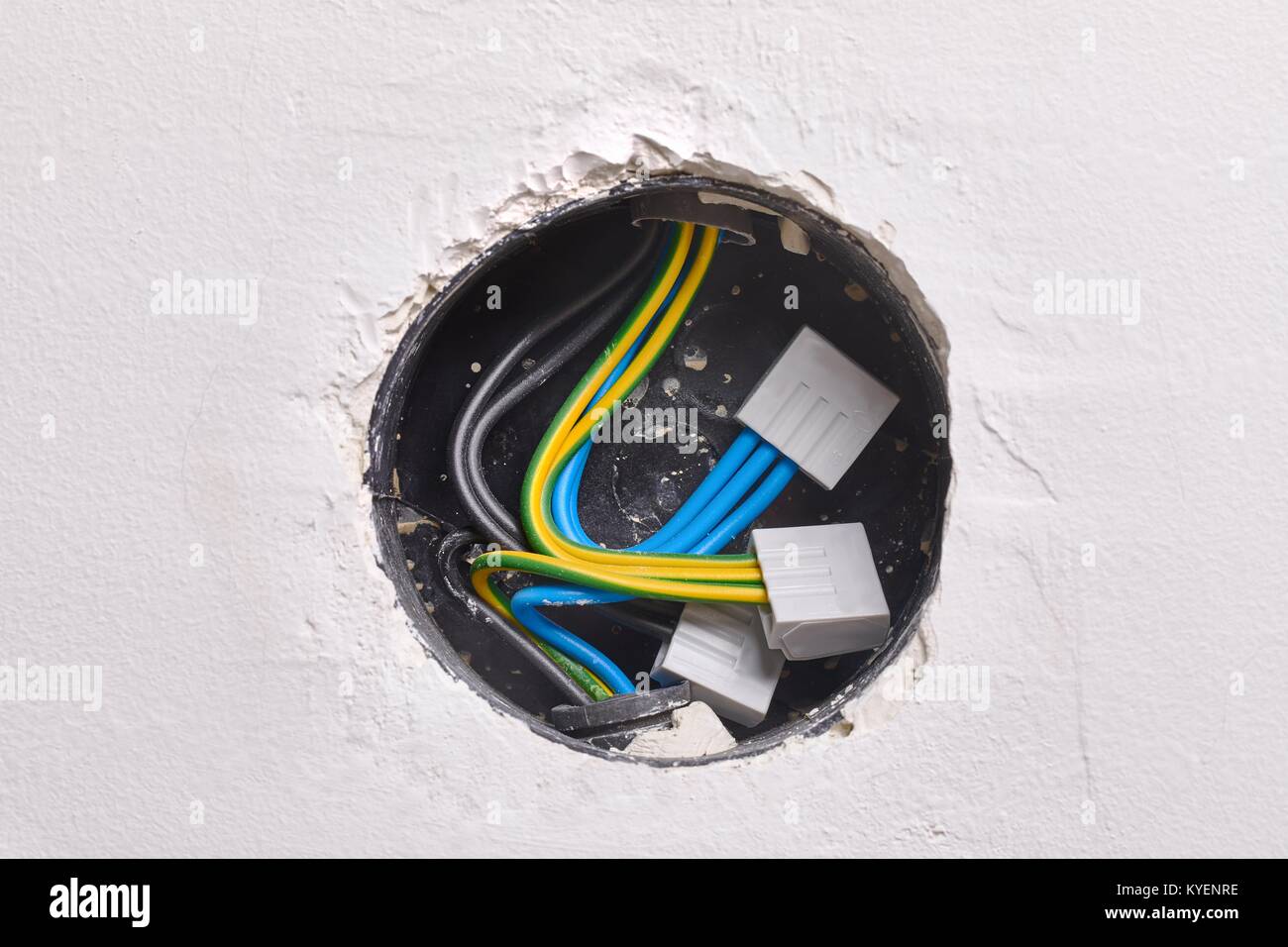 Electric wires in the wall Stock Photo - Alamy