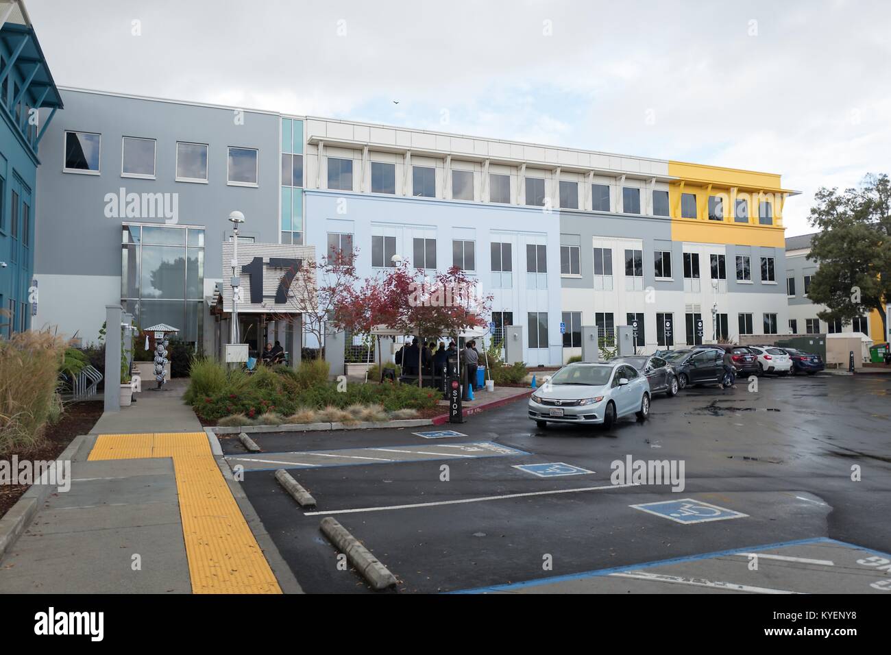 Colorful buildings at the headquarters of social network company ...