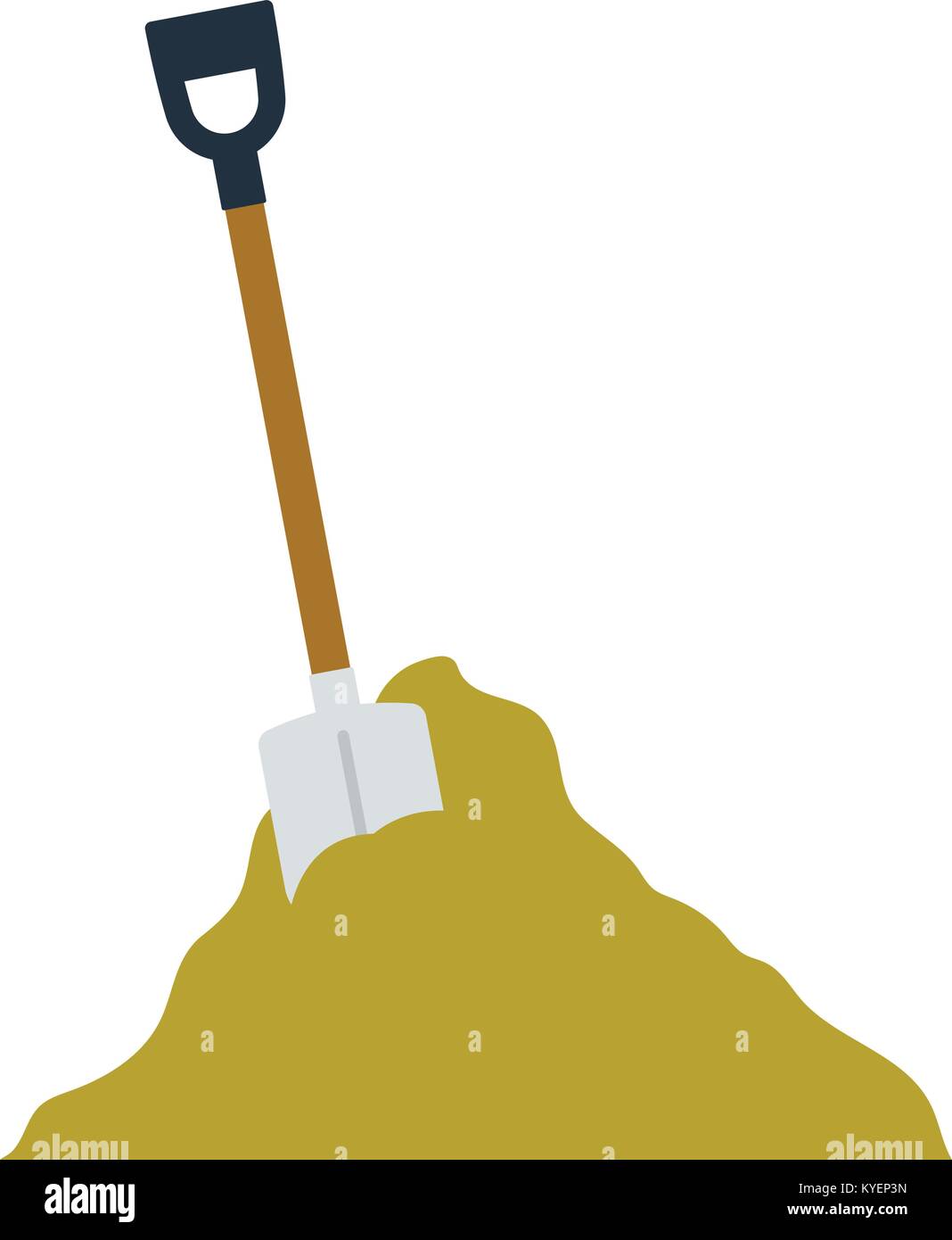 Icon of Construction shovel and sand. Flat color design. Vector ...