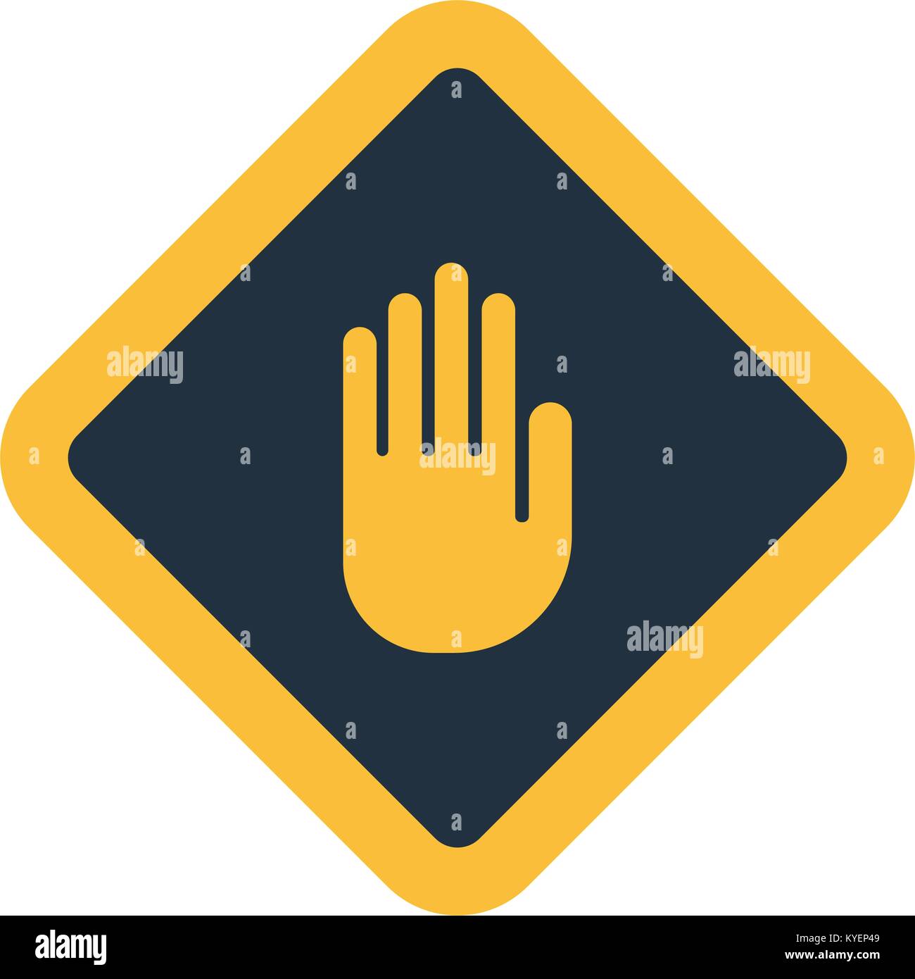 Icon of Warning hand. Flat color design. Vector illustration Stock ...