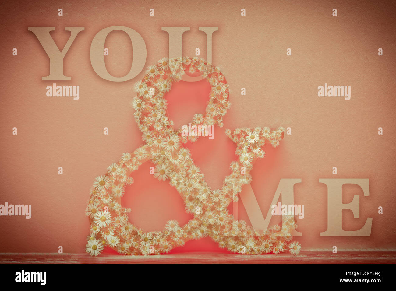 You and me together, text with floral lettering Stock Photo - Alamy