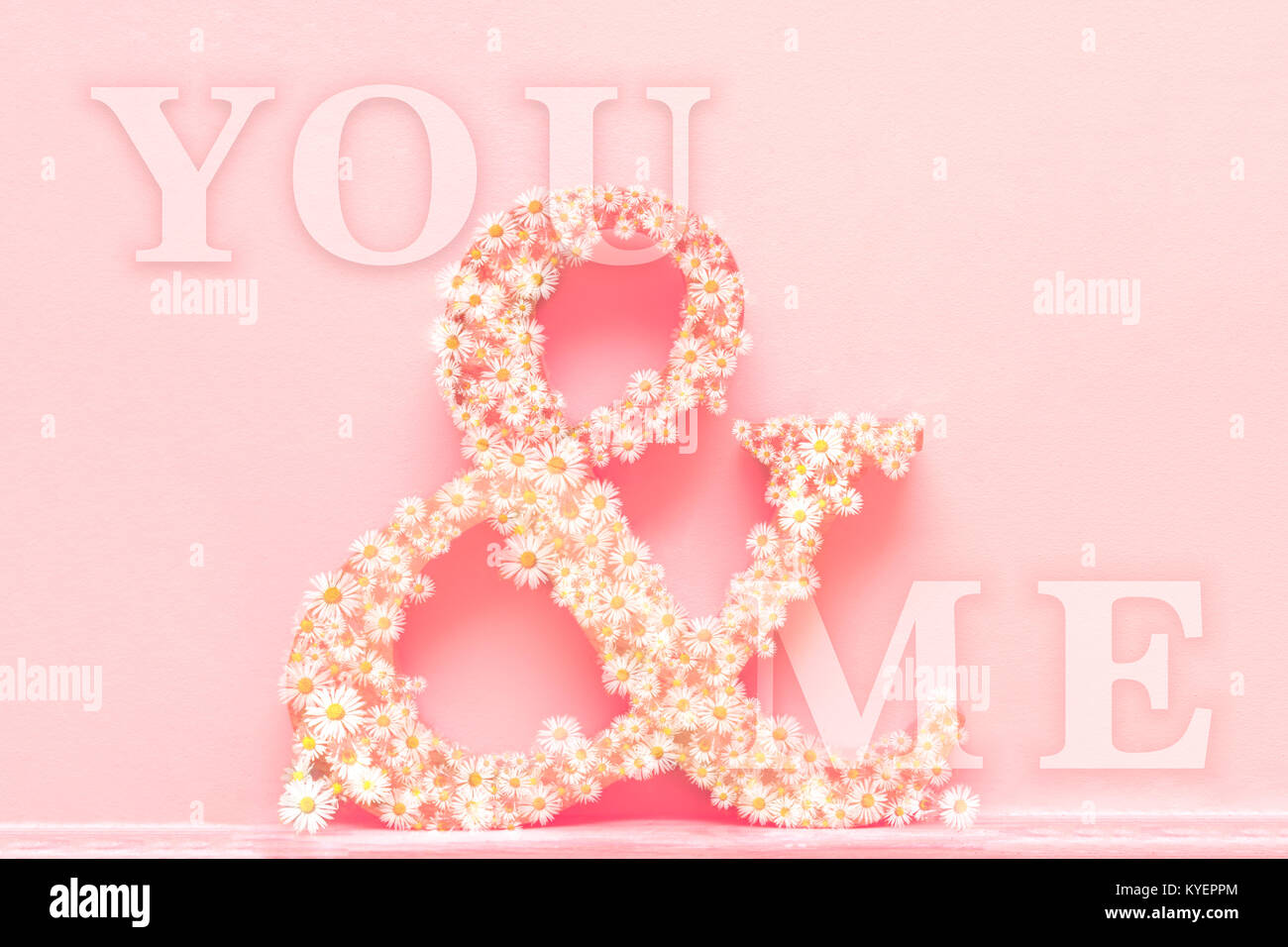 You and me together, text with floral lettering Stock Photo - Alamy