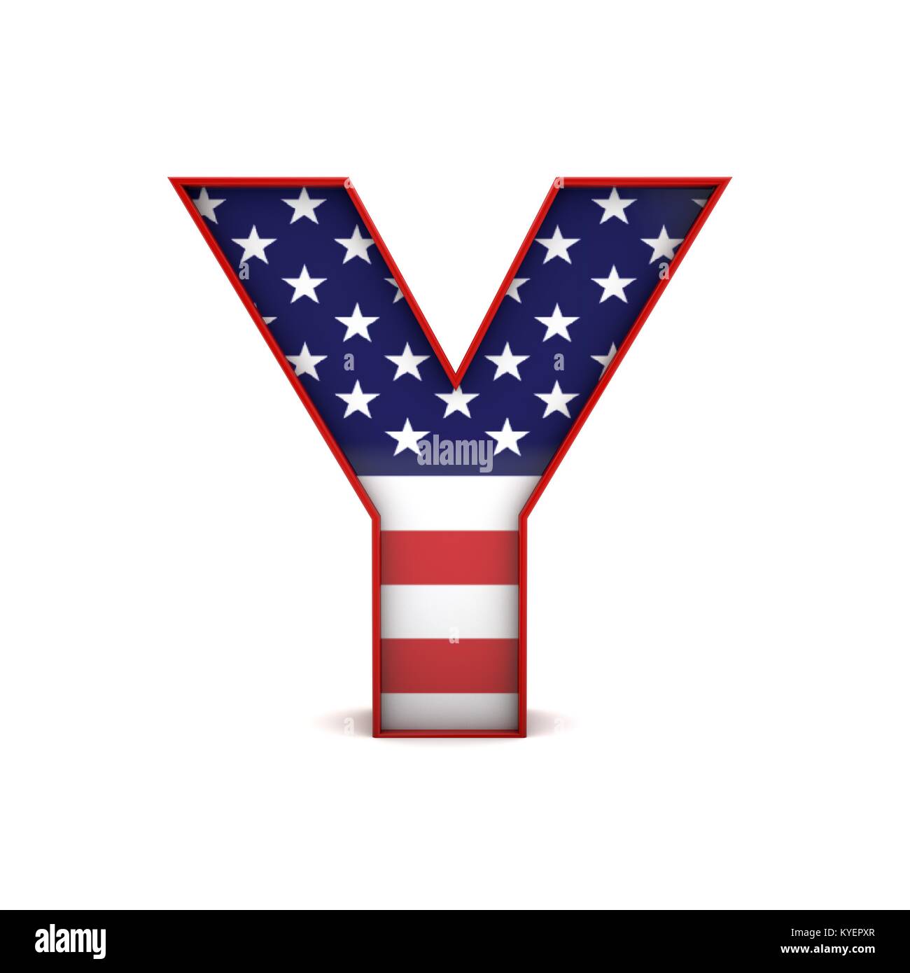 Letter Y stars and stripes american flag lettering font. 3D Rendering ...
