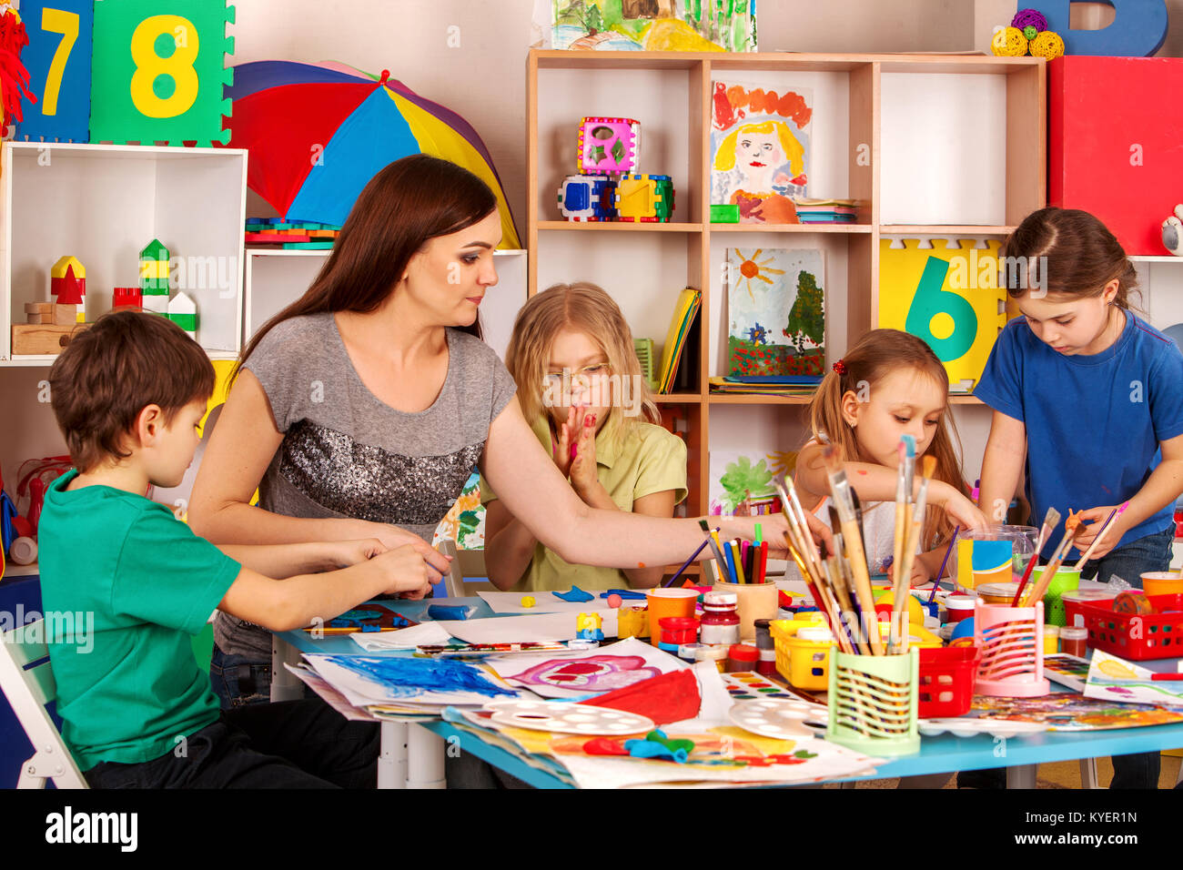 Kids Painting In School