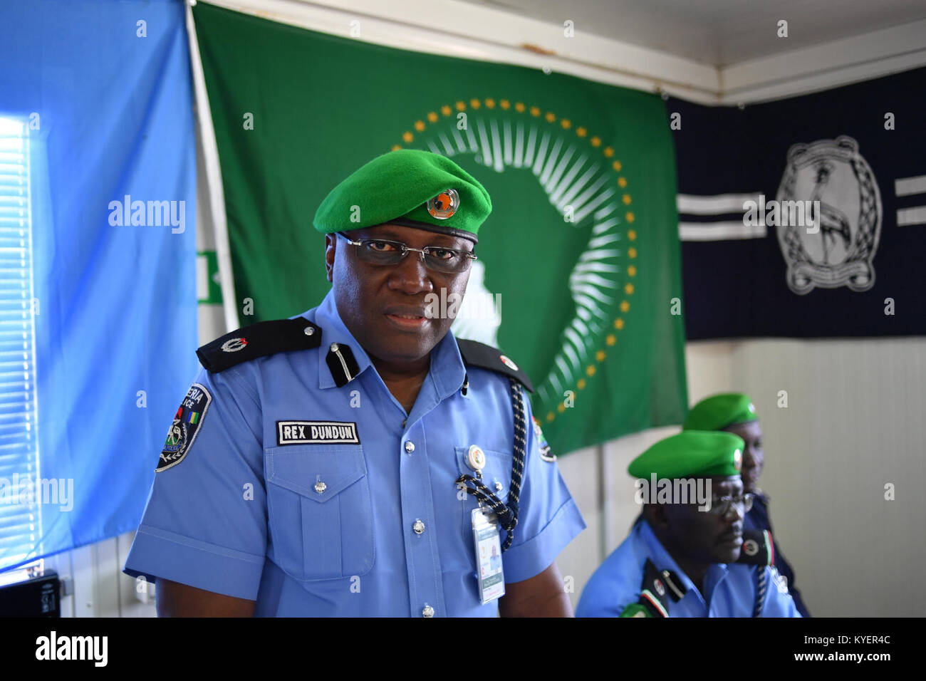 Photograph of AMISOM Police Chief of Staff, Rex Dundun, speaking during ...