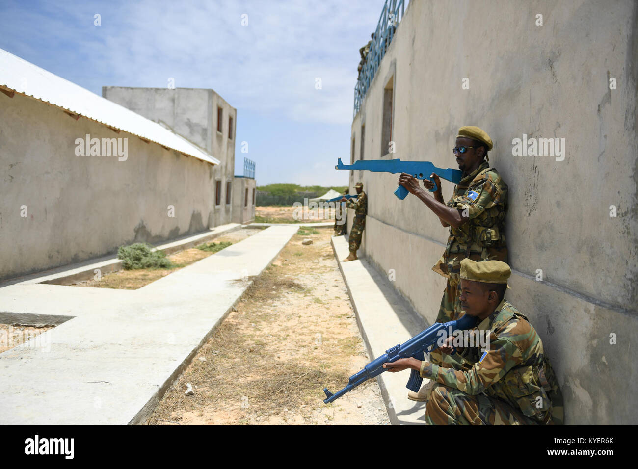 Somali National Army soldiers perform field military tactics during a ...
