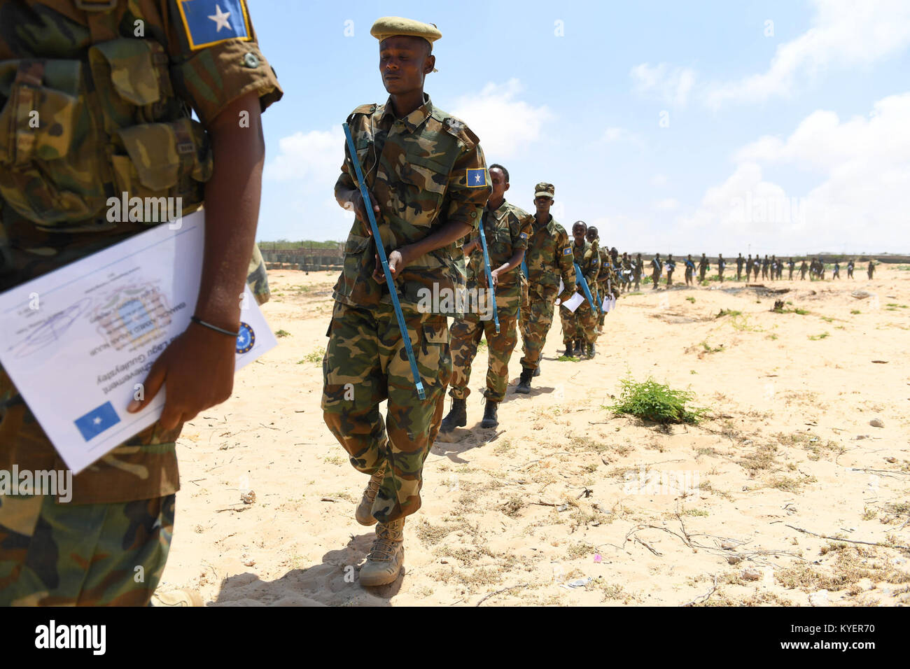 A photograph of Somali National Army soldiers demonstrating military ...