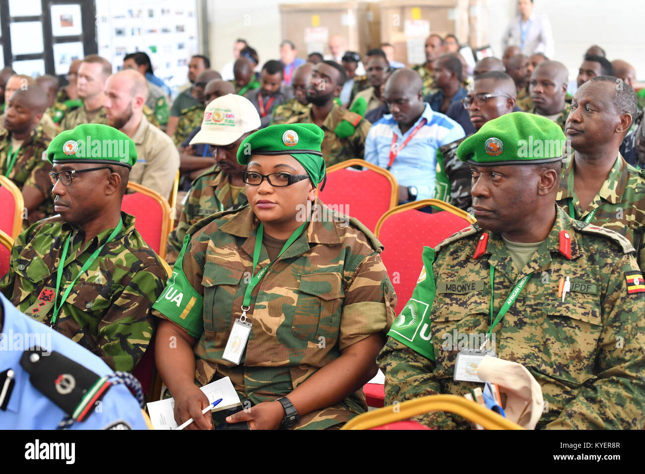 Officers from the African Union Mission in Somalia (AMISOM) at the ...
