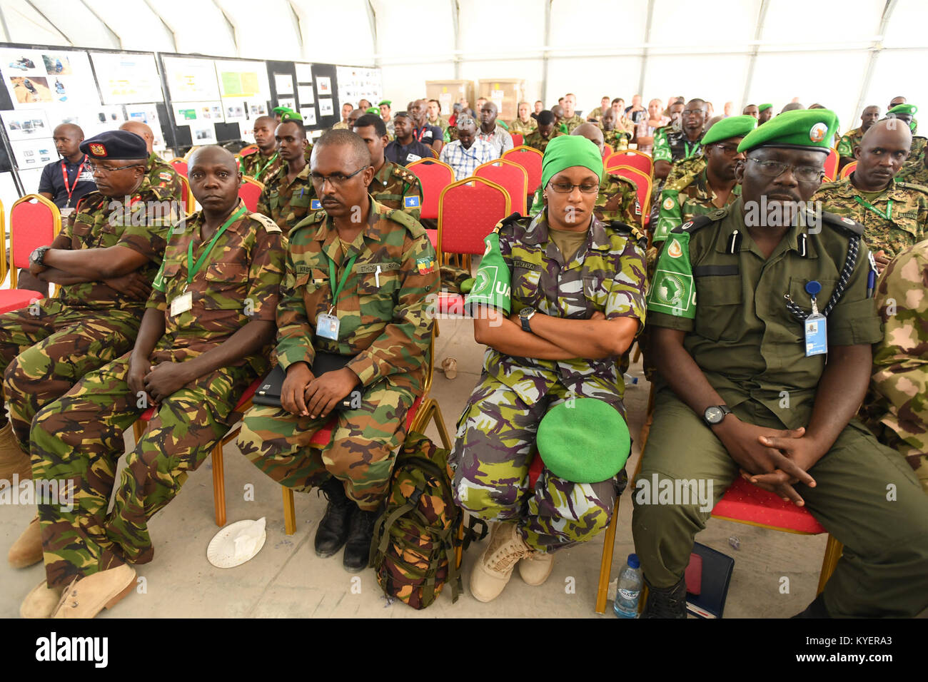 This image shows officers from the African Union Mission in Somalia ...