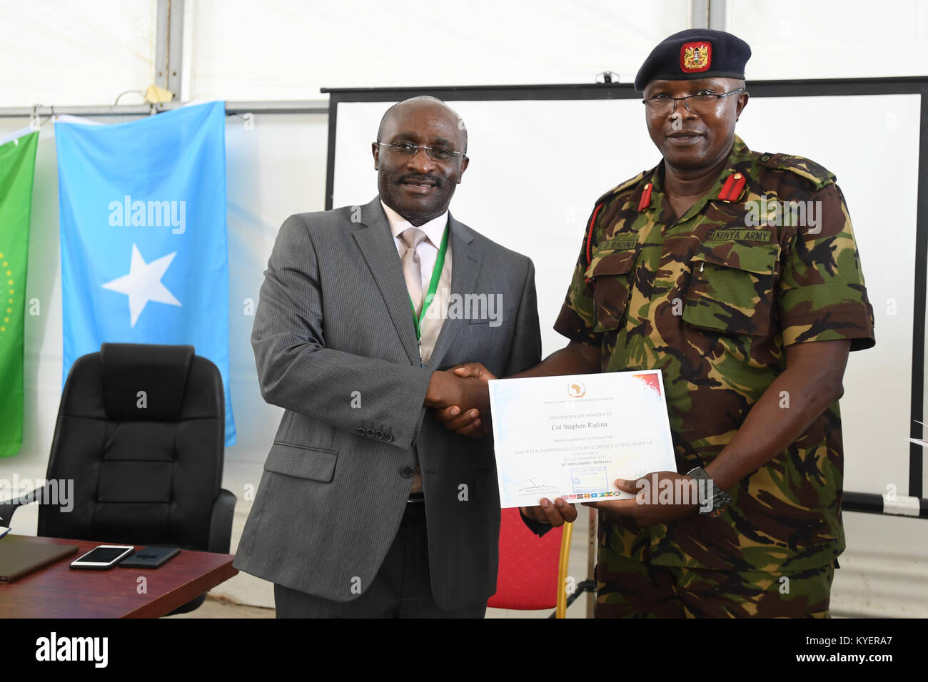 A photograph showing Simon Mulongo, the Deputy Special Representative ...