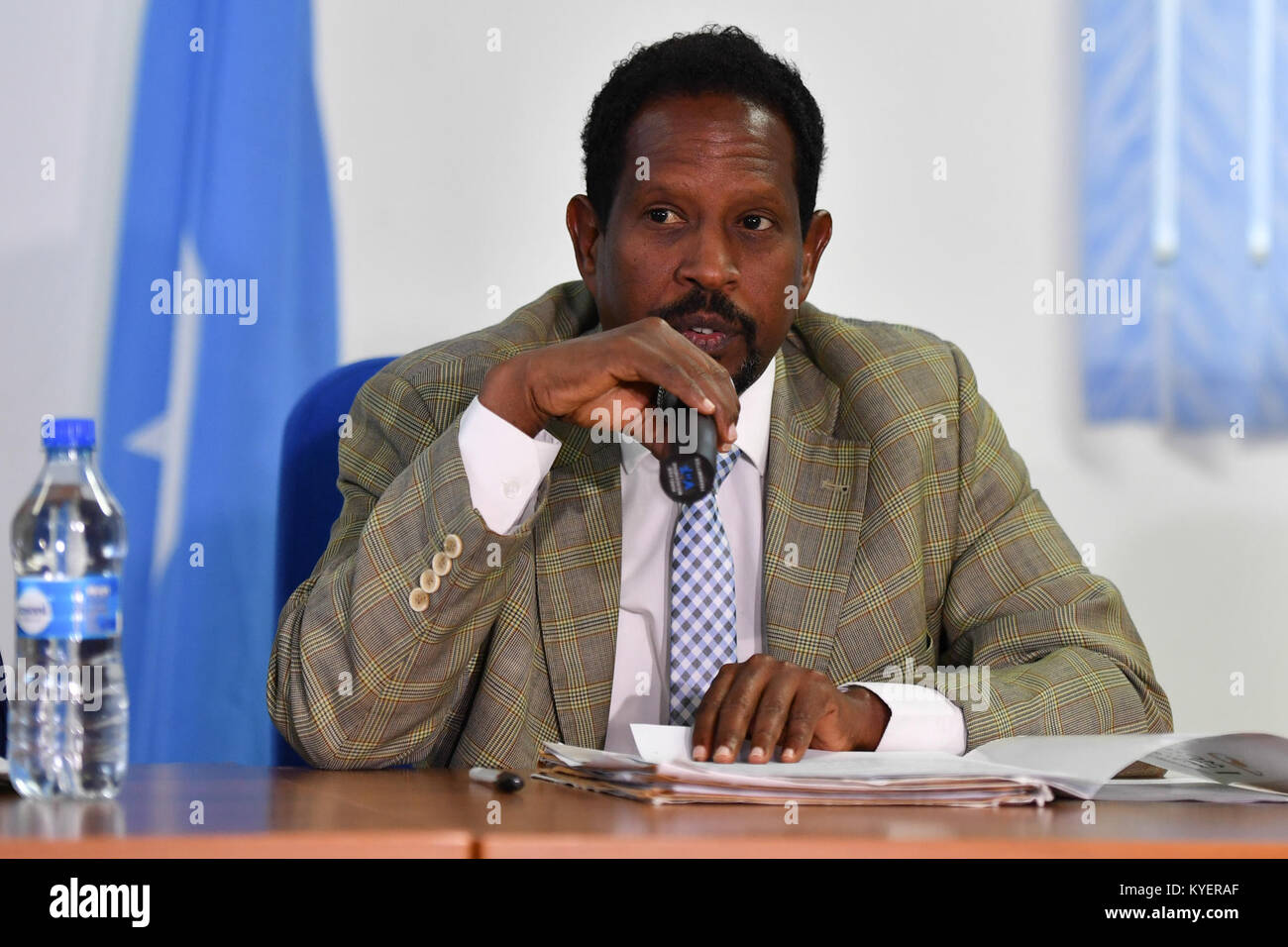 Abdirahman Omar Osman, the Information Minister for Somalia, speaks at ...