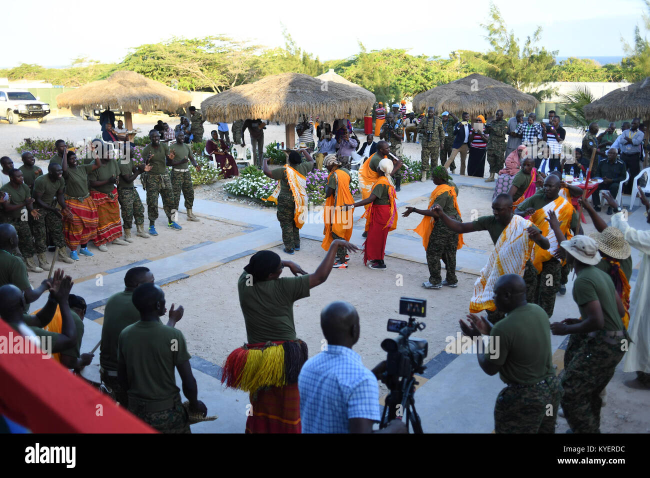 Uganda People's Defence Forces (UPDF) soldiers perform a traditional ...