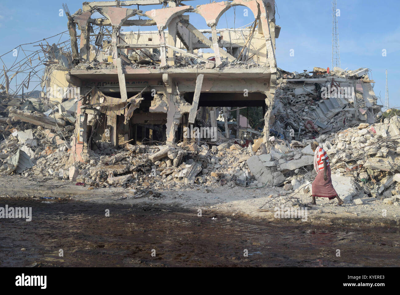 A photograph of the aftermath of a VBIED (Vehicle-Borne Improvised ...