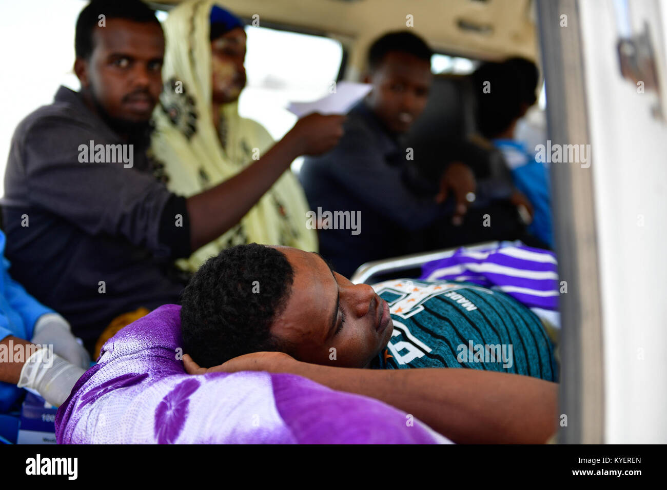 A photograph showing a victim of the October 14 Mogadishu blast ...