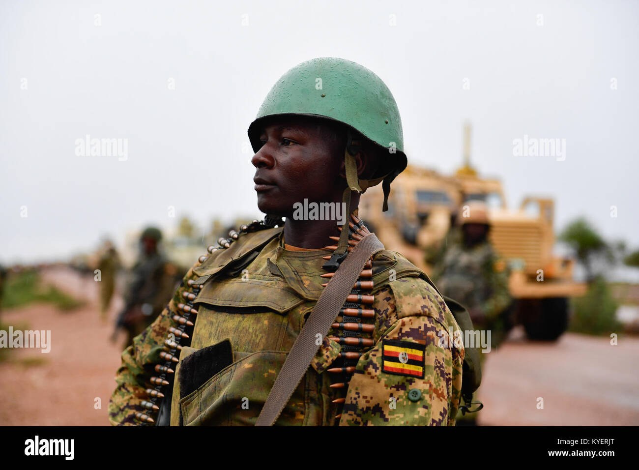 A Ugandan soldier from the African Union Mission in Somalia (AMISOM ...