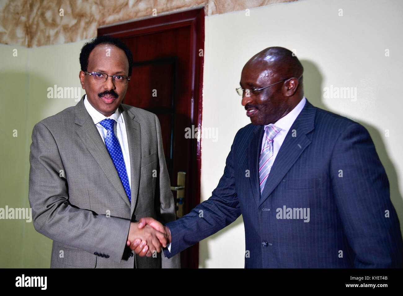 A photograph of Somali President Mohamed Abullahi Farmaajo meeting with ...