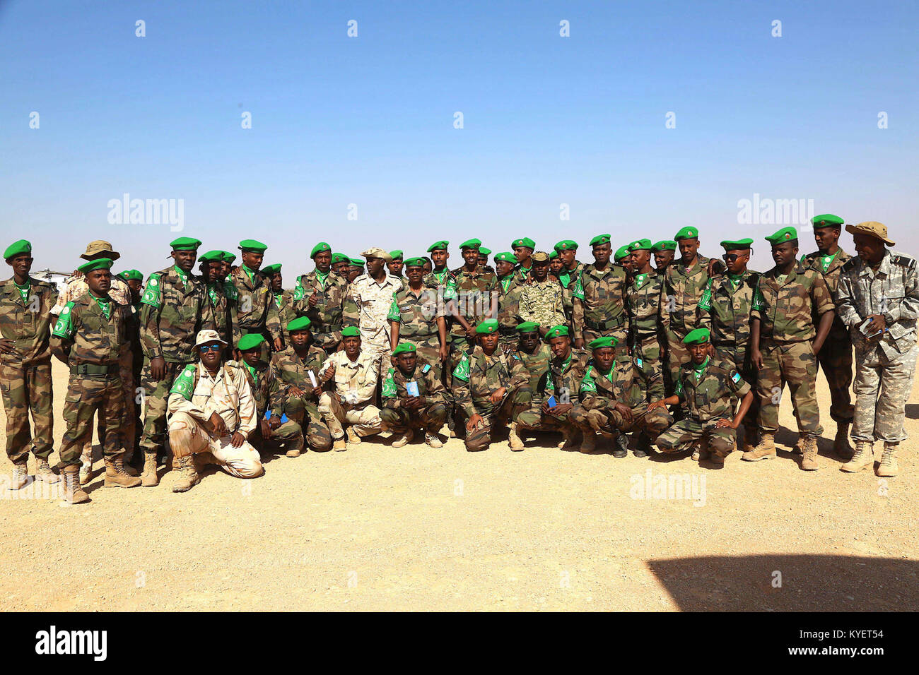 A photograph of Djiboutian troops gathered after their arrival in Belet ...