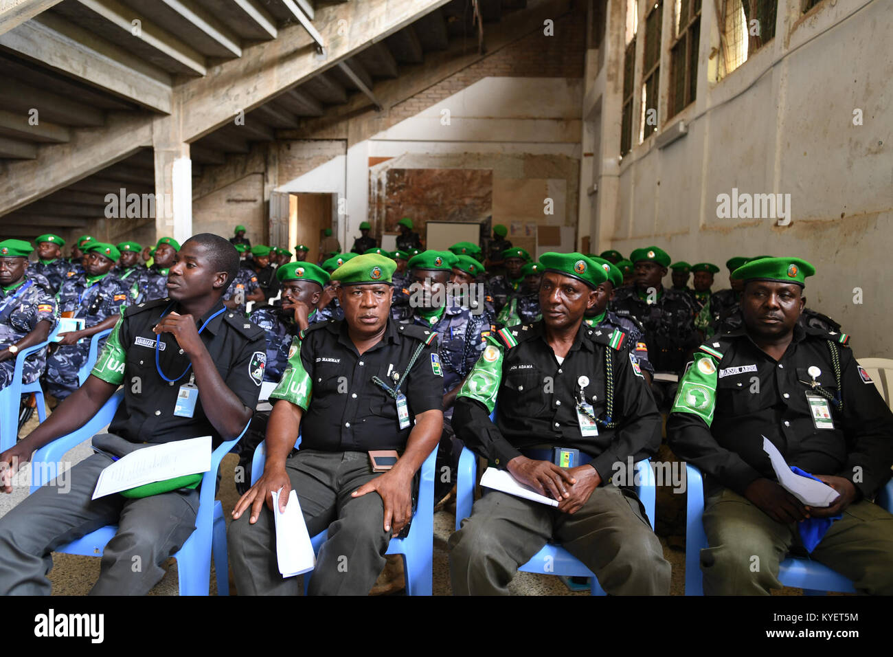Photograph of Nigerian and Ugandan officers from the Formed Police Unit ...