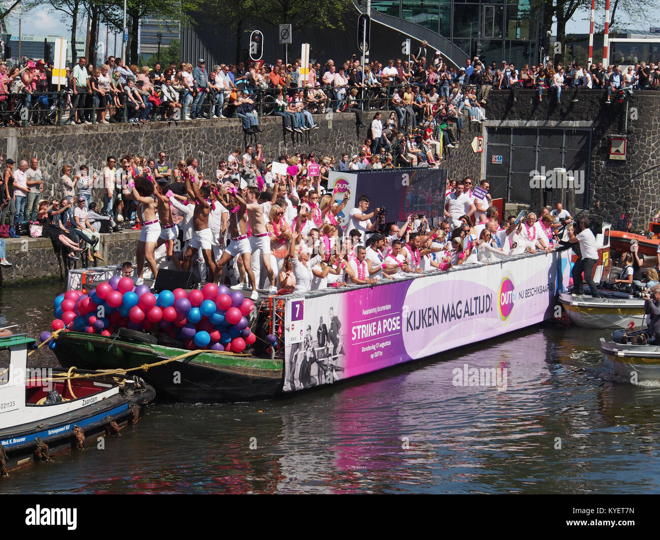 A photograph from the 2017 Canal Parade in Amsterdam, featuring Boat 7 ...