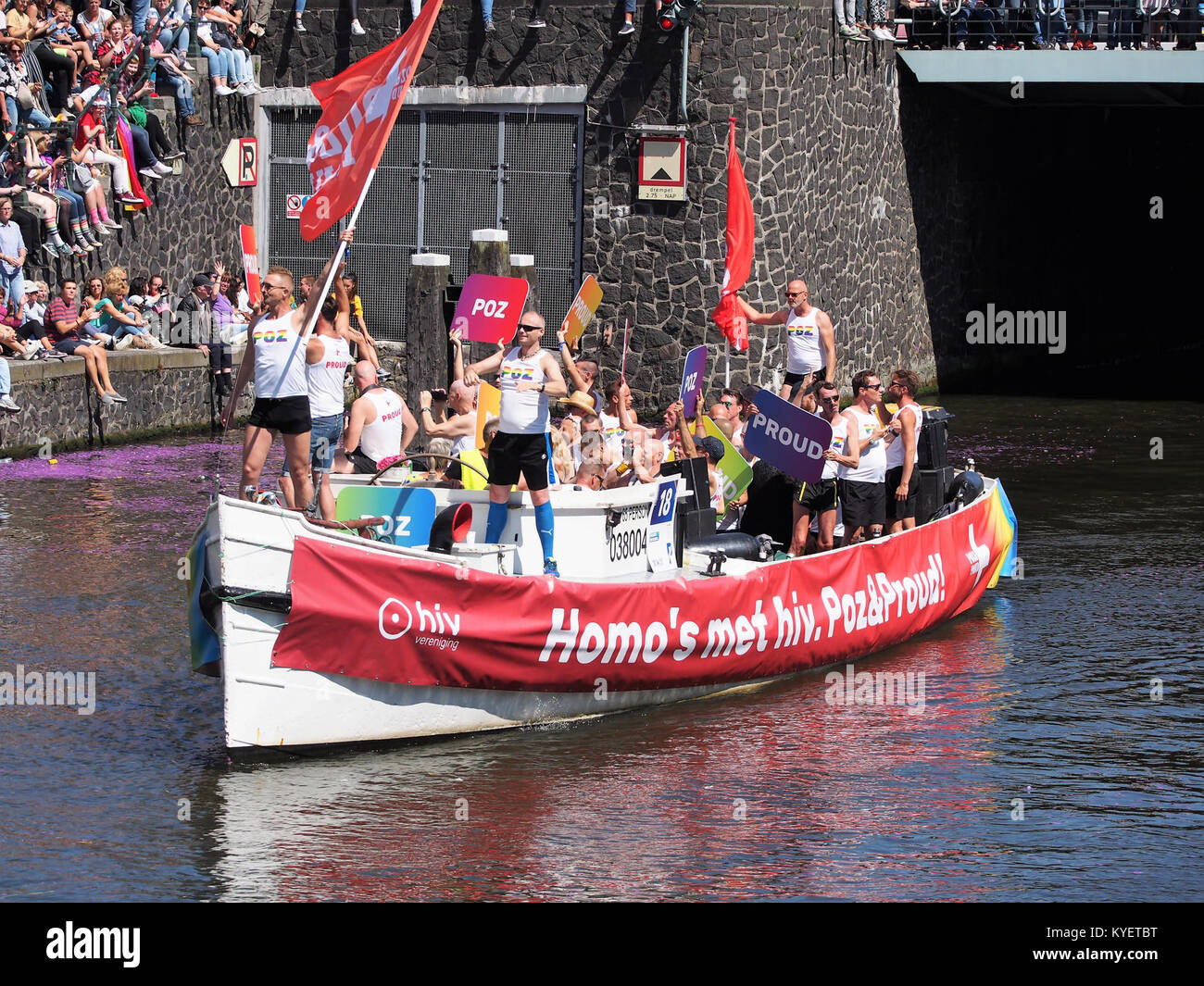 A photograph of Boat 18, 'Poz & Proud,' during the Canal Parade in ...