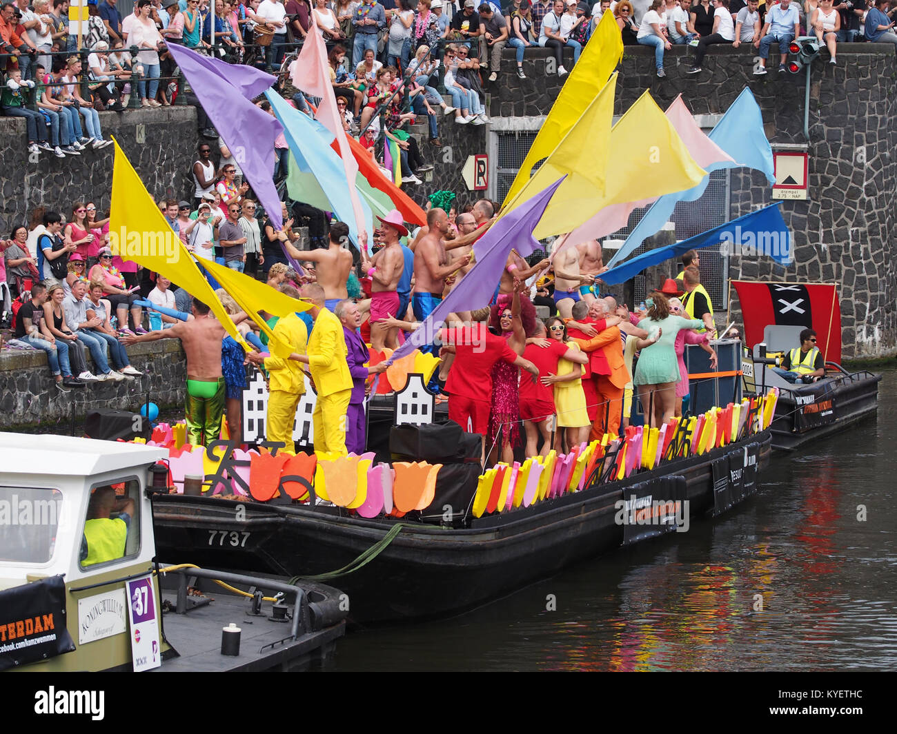 A photograph of Boat 37, part of the 2017 Canal Parade in Amsterdam ...