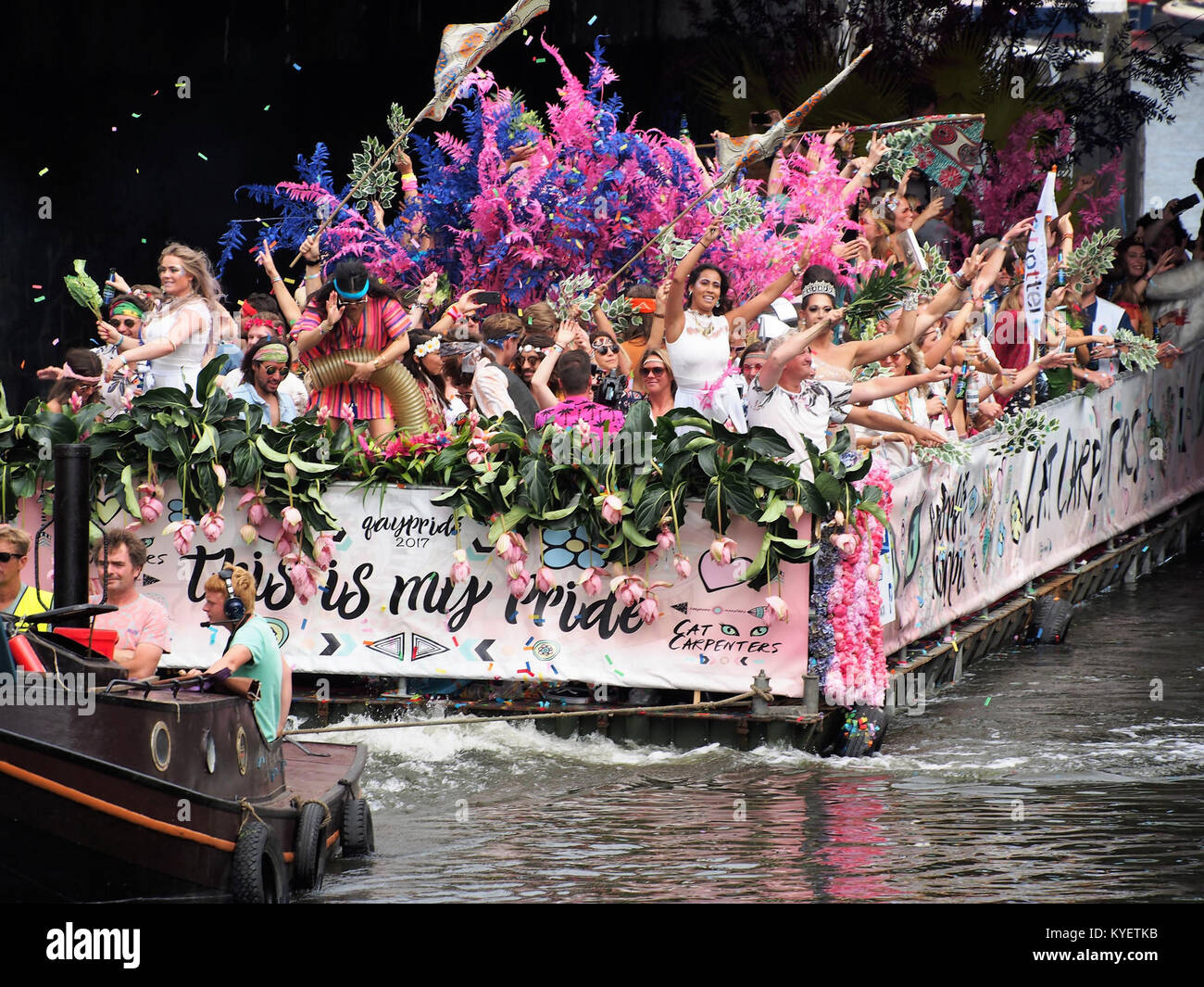 Boat 44, representing the Cat Carpenters, during the 2017 Canal Parade ...