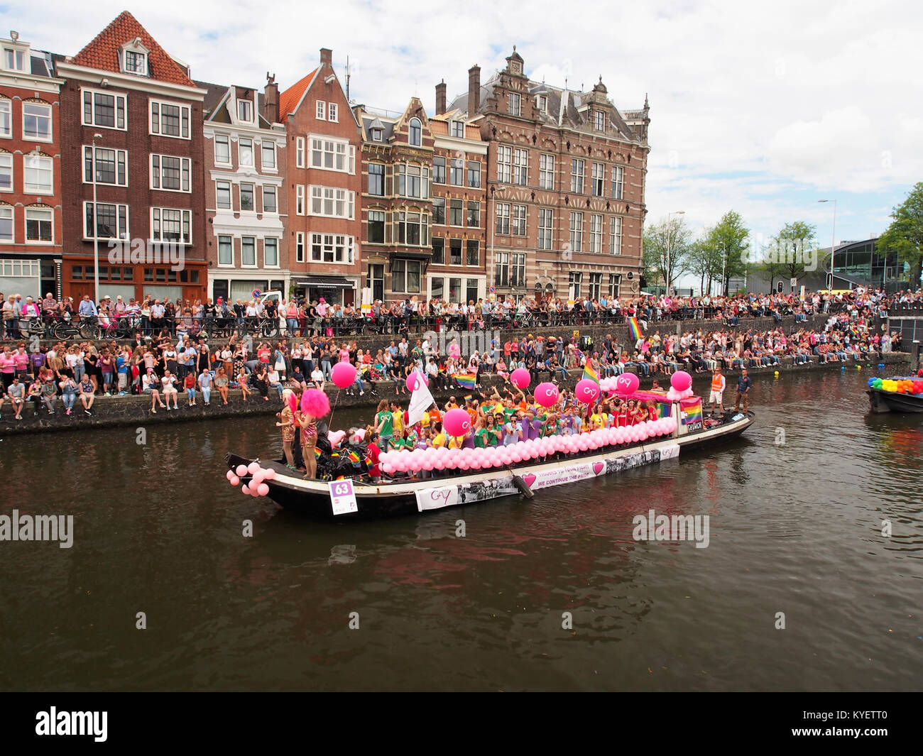 A photograph of Boat 63 at the 2017 Canal Parade in Amsterdam, part of ...