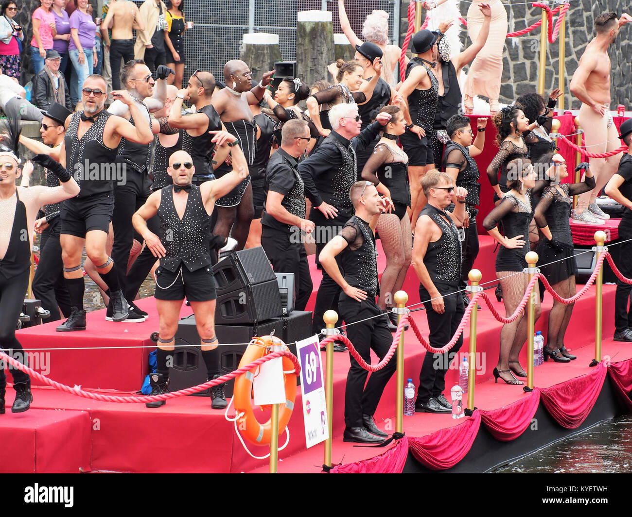 Boat 69 ING Bank participates in the Canal Parade in Amsterdam in 2017 ...